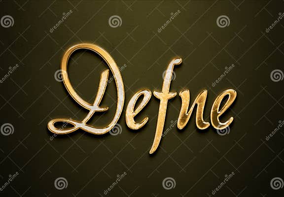 Old Gold Text Effect of Name Defne with 3D Glossy Style Mockup. Stock ...