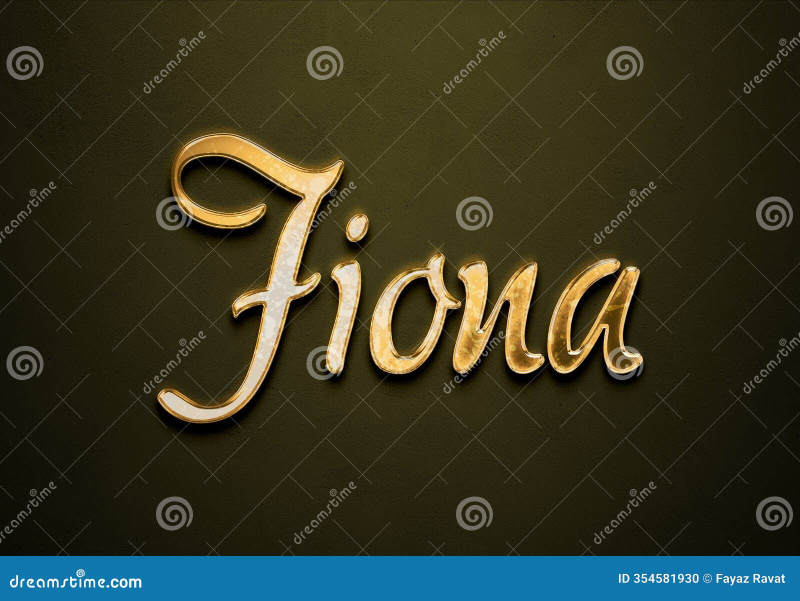 Old Gold Text Effect of Name Fiona with 3D Glossy Style Mockup. Stock ...