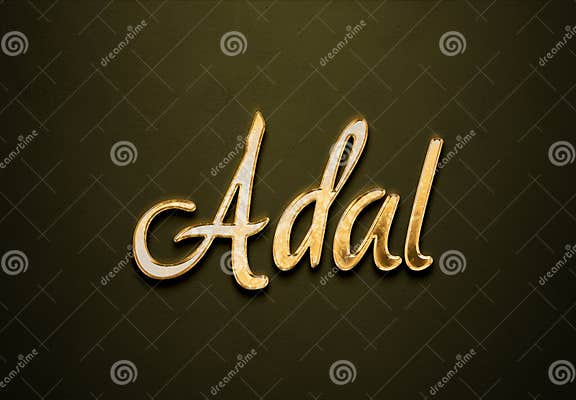 Old Gold Text Effect of Name Adal with 3D Glossy Style Mockup. Stock ...