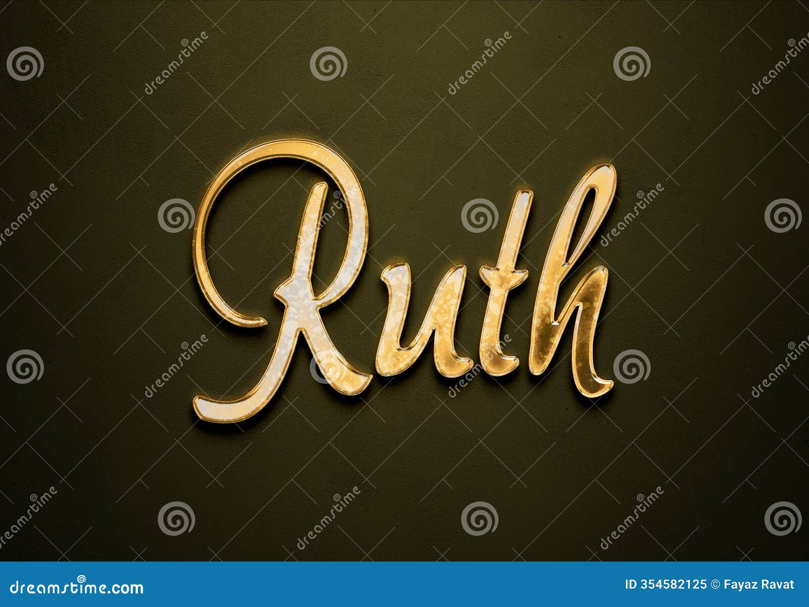 Old Gold Text Effect of Name Ruth with 3D Glossy Style Mockup. Stock ...