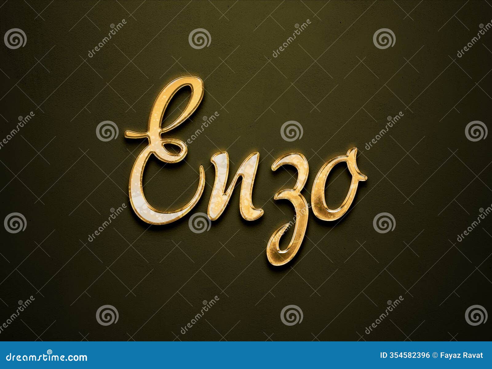 Old Gold Text Effect Of Name Enzo With 3D Glossy Style Mockup. Stock ...