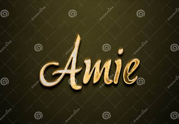 Old Gold Text Effect of Name Amie with 3D Glossy Style Mockup. Stock ...