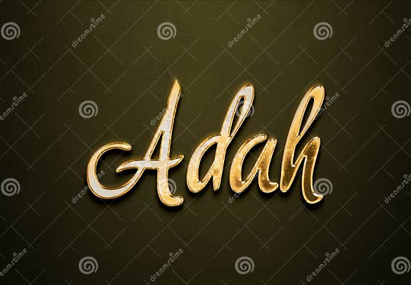 Old Gold Text Effect of Name Adah with 3D Glossy Style Mockup. Stock ...