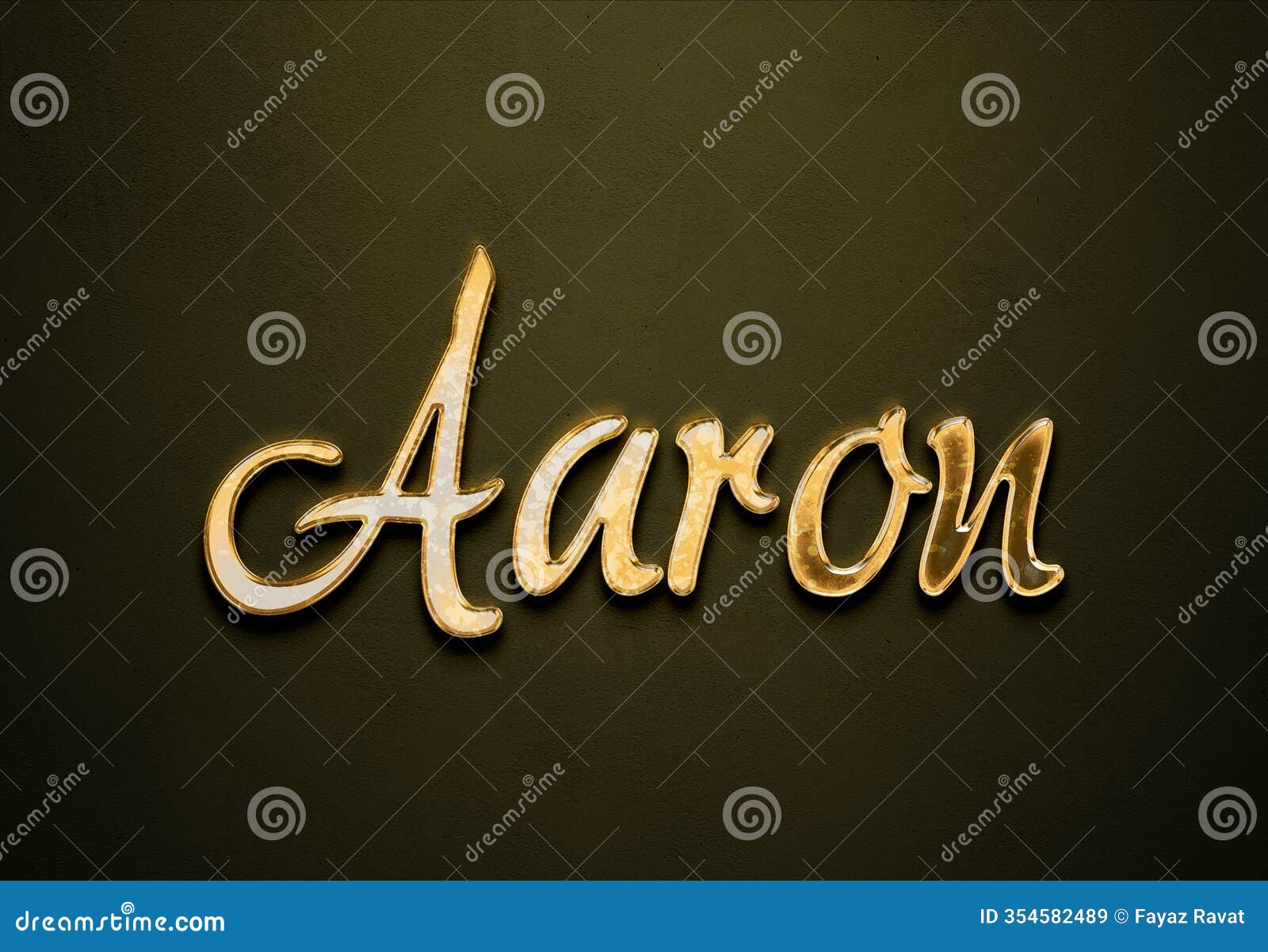 Old Gold Text Effect Of Name Aaron With 3D Glossy Style Mockup. Royalty ...