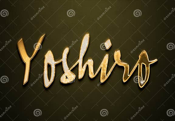 Old Gold Text Effect of Name Yoshiro with 3D Glossy Style Mockup. Stock ...