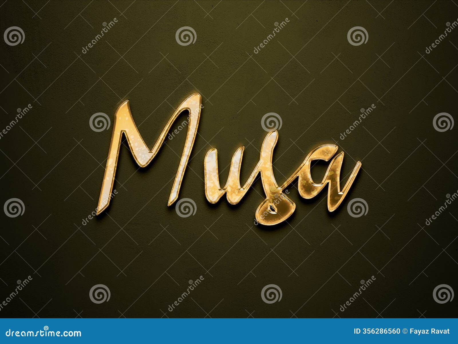 Old Gold Text Effect Of Name Musa With 3D Glossy Style Mockup. Stock ...