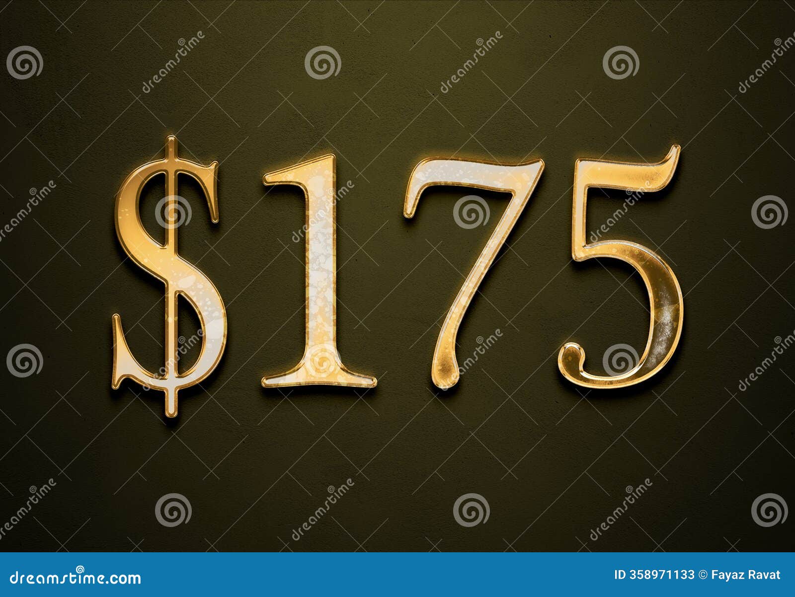 Old Gold Effect of 175 Dollars with 3D Glossy Style Mockup. Stock ...