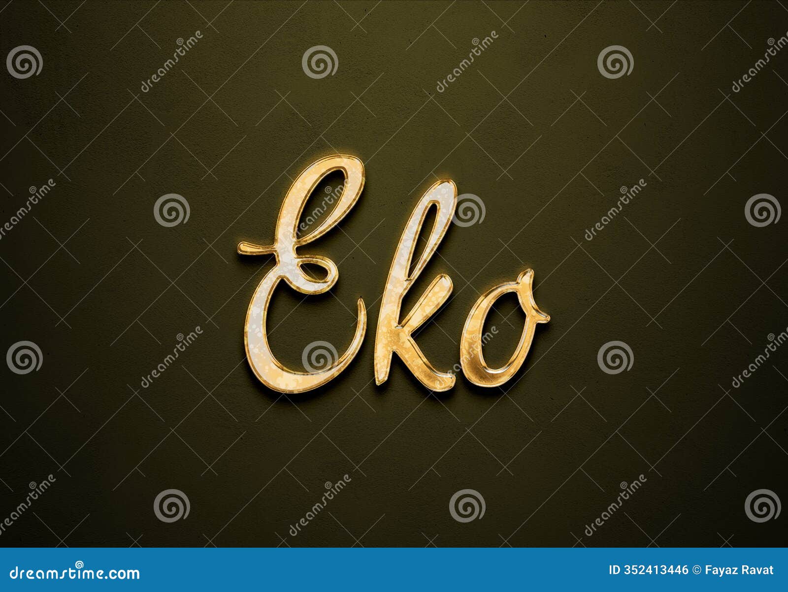 Old Gold Text Effect of Name Eko with 3D Glossy Style Mockup. Stock ...