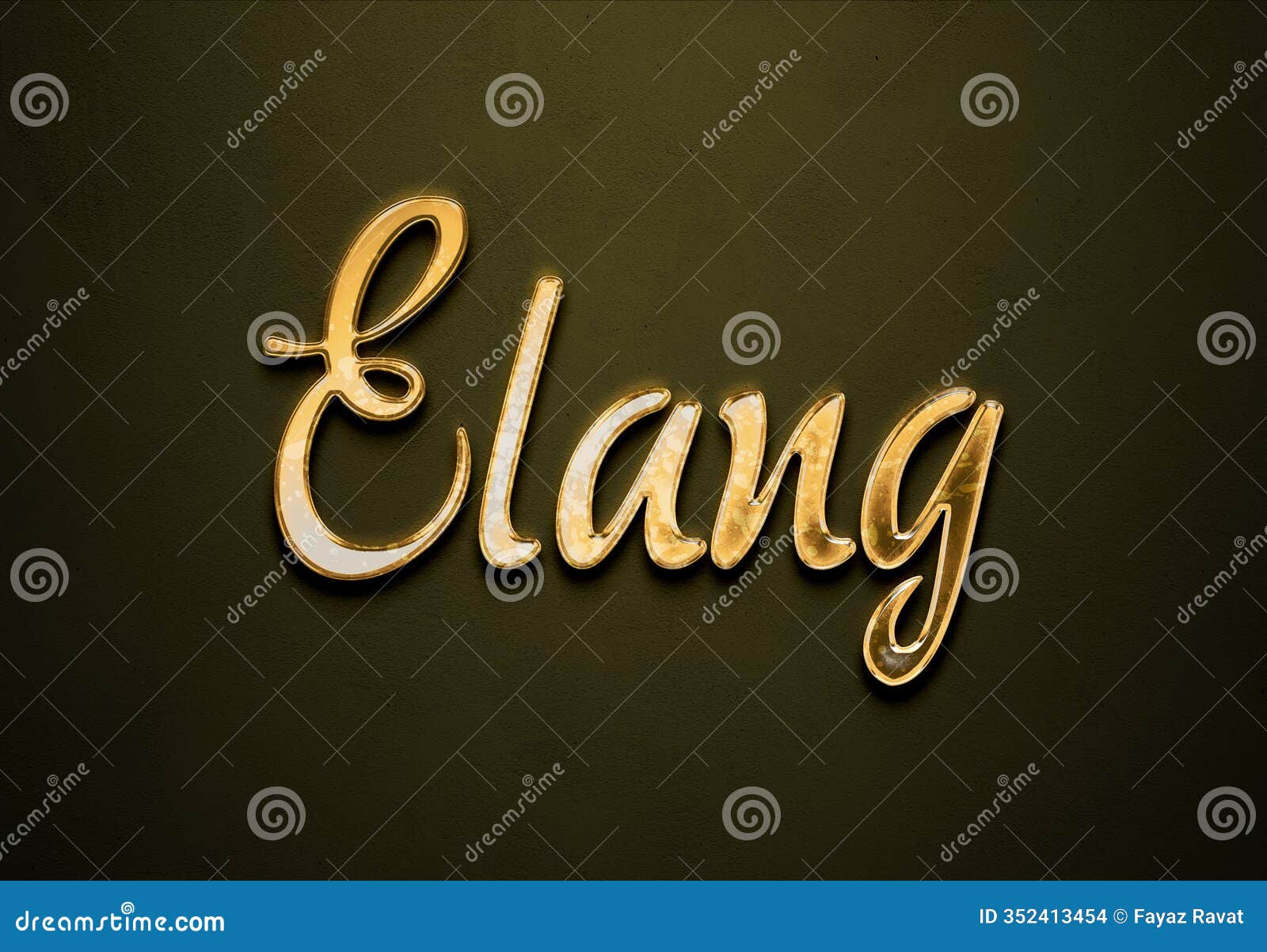 Old Gold Text Effect of Name Elang with 3D Glossy Style Mockup. Stock ...