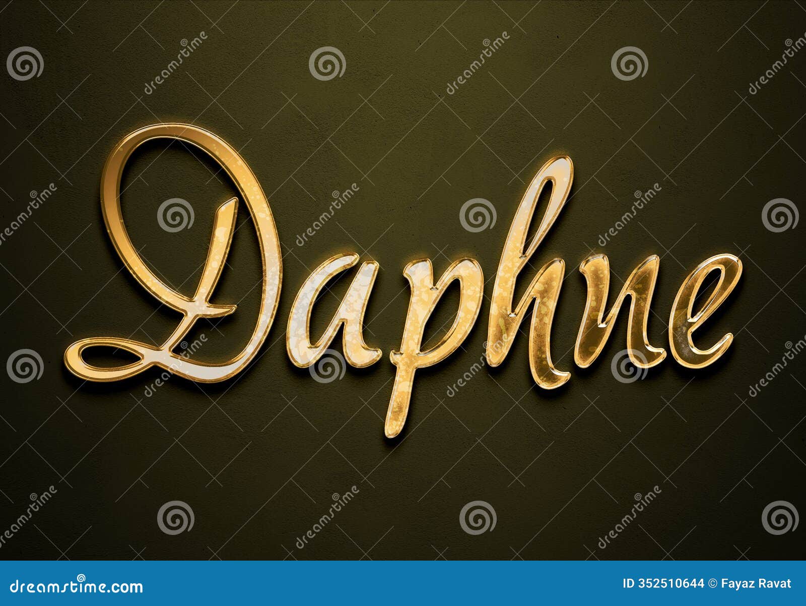 Old Gold Text Effect of Name Daphne with 3D Glossy Style Mockup. Stock ...