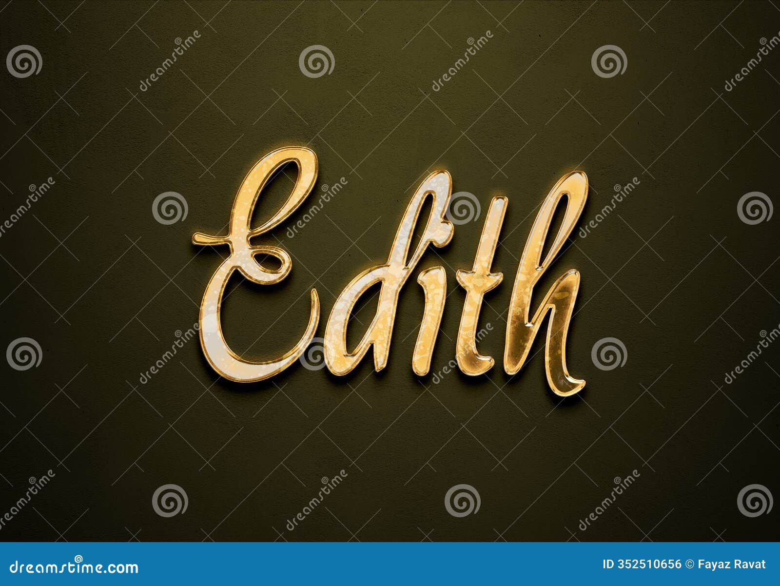 Old Gold Text Effect Of Name Edith With 3D Glossy Style Mockup. Stock ...