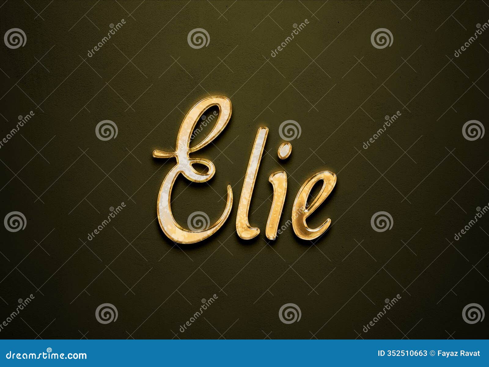 Old Gold Text Effect of Name Elie with 3D Glossy Style Mockup. Stock ...