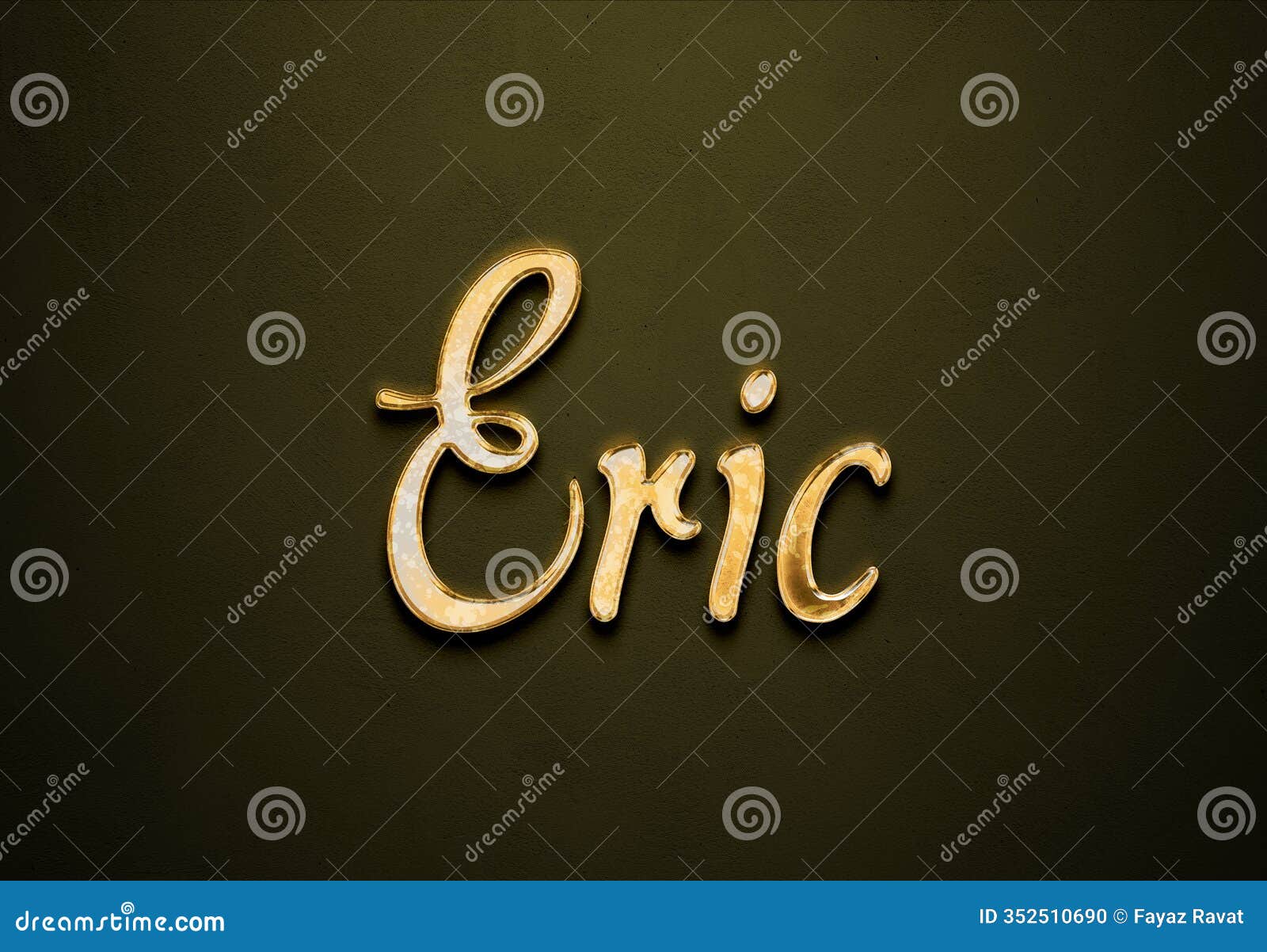 Eric - Gold Sign Mounted On Glossy Marble Wall - 3D Rendered Royalty ...