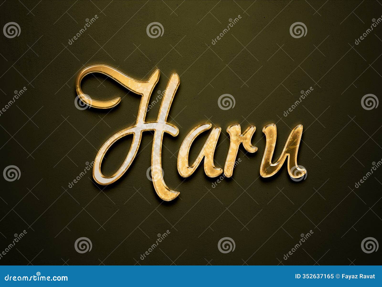 Old Gold Text Effect of Name Haru with 3D Glossy Style Mockup. Stock ...