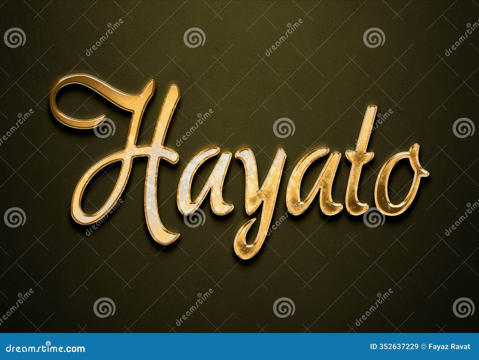 Old Gold Text Effect of Name Hayato with 3D Glossy Style Mockup. Stock ...
