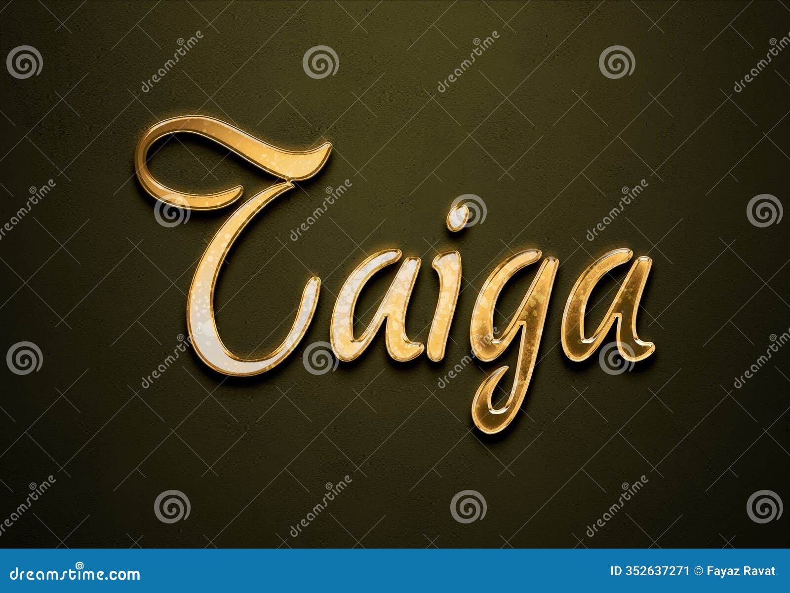 Old Gold Text Effect of Name Taiga with 3D Glossy Style Mockup. Stock ...