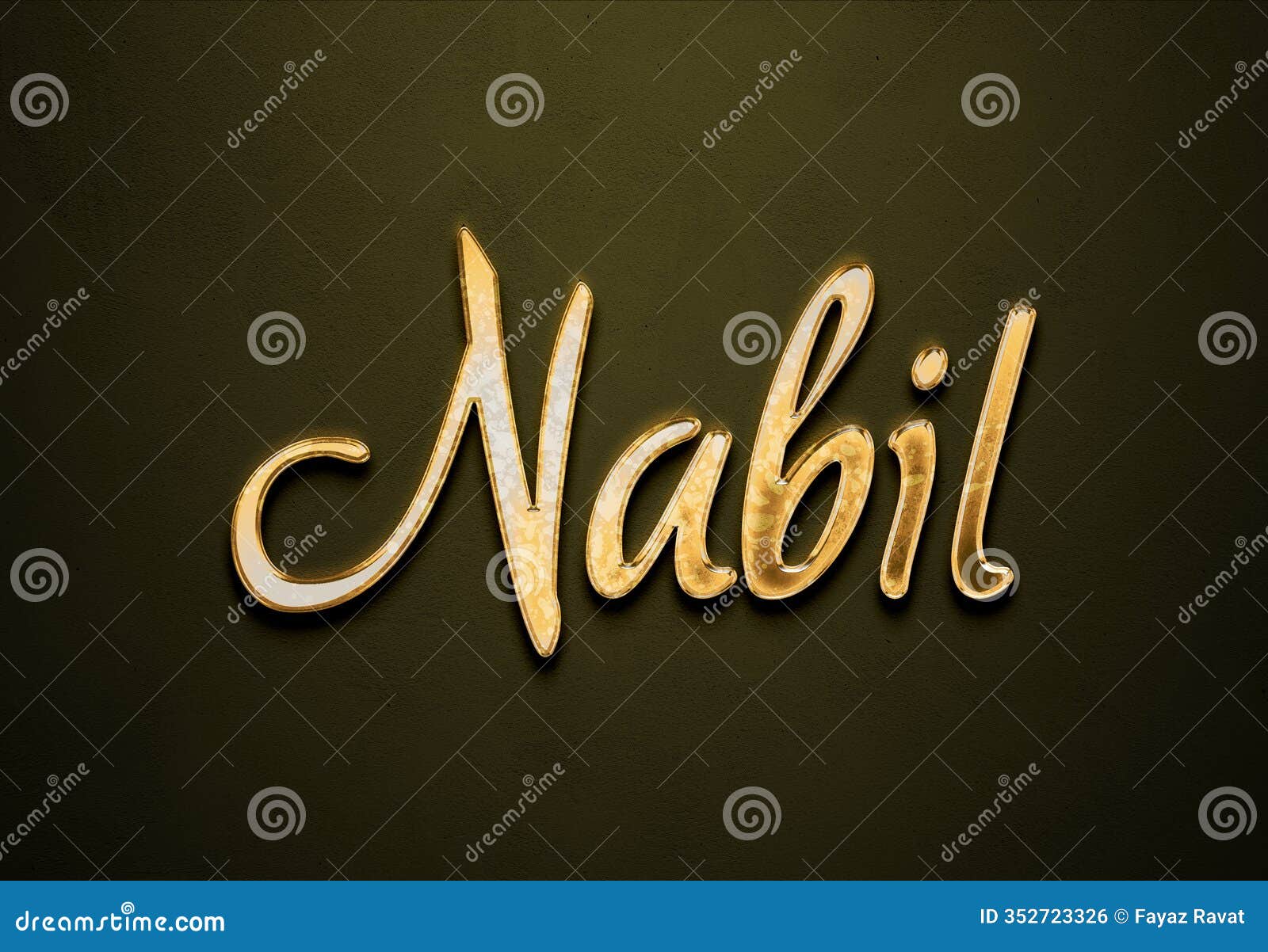 Old Gold Text Effect of Name Nabil with 3D Glossy Style Mockup. Stock ...