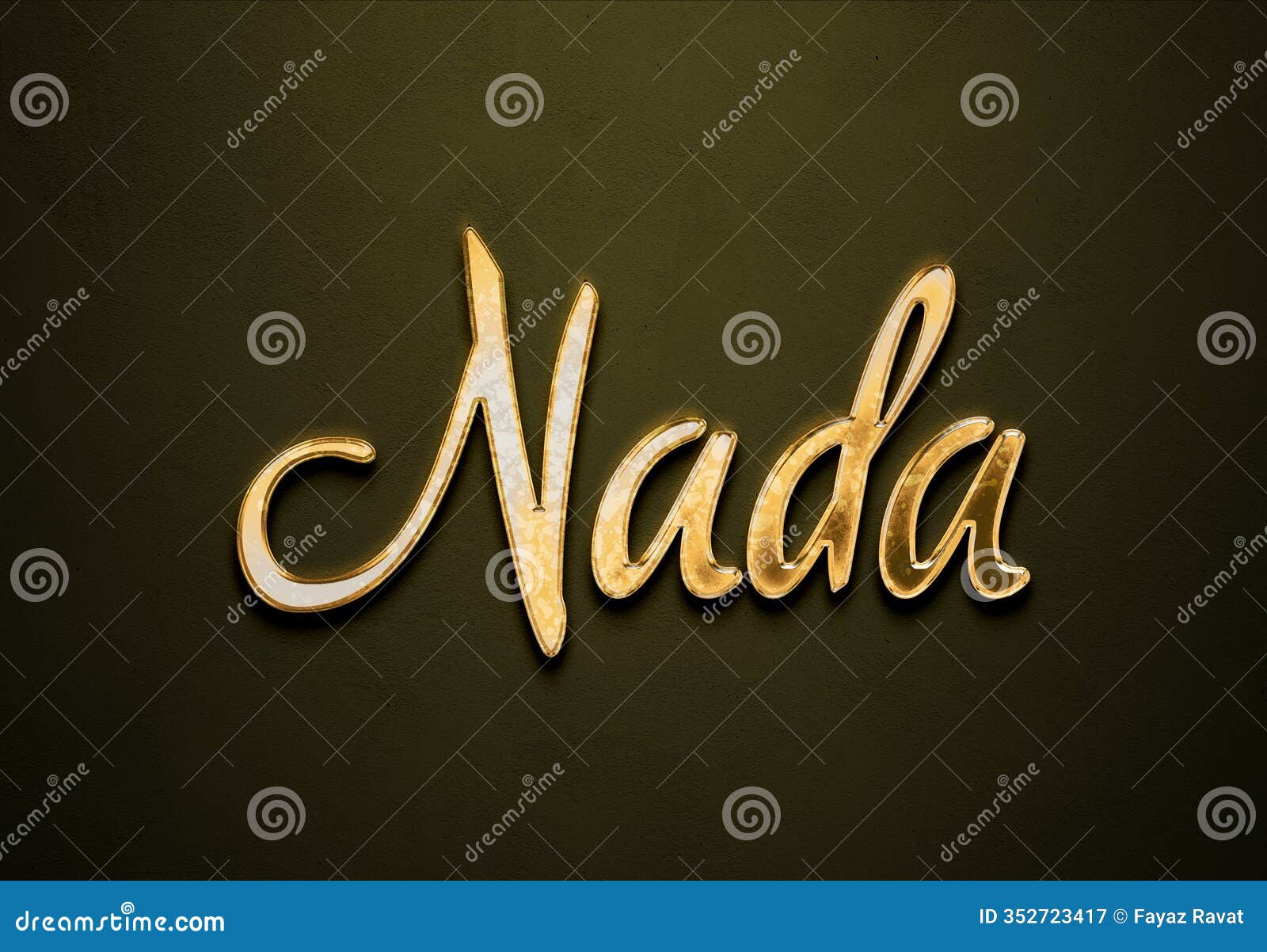 Old Gold Text Effect of Name Nada with 3D Glossy Style Mockup. Stock ...