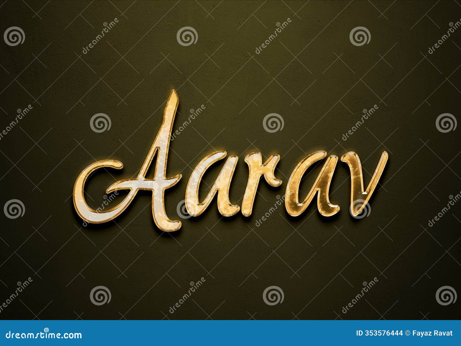 Old Gold Text Effect of Name Aarav with 3D Glossy Style Mockup. Stock Photo - Image of ...