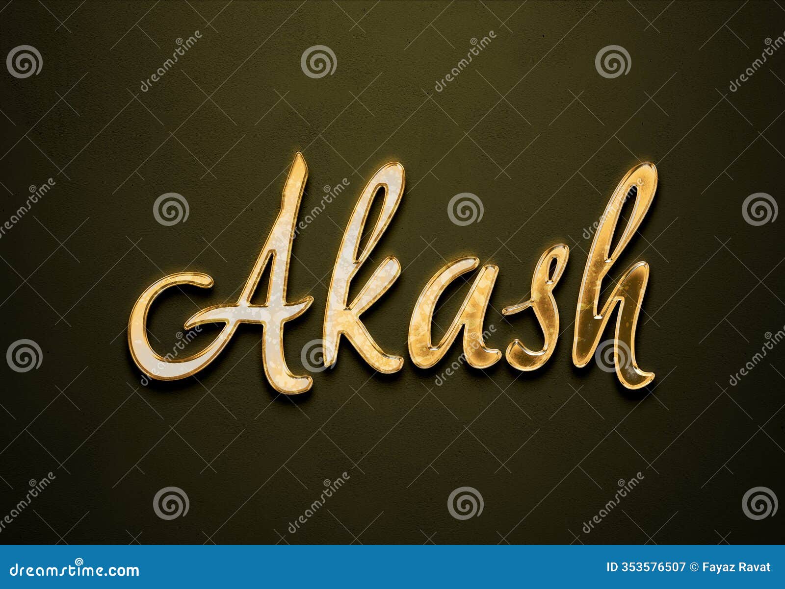 Old Gold Text Effect of Name Akash with 3D Glossy Style Mockup. Stock ...