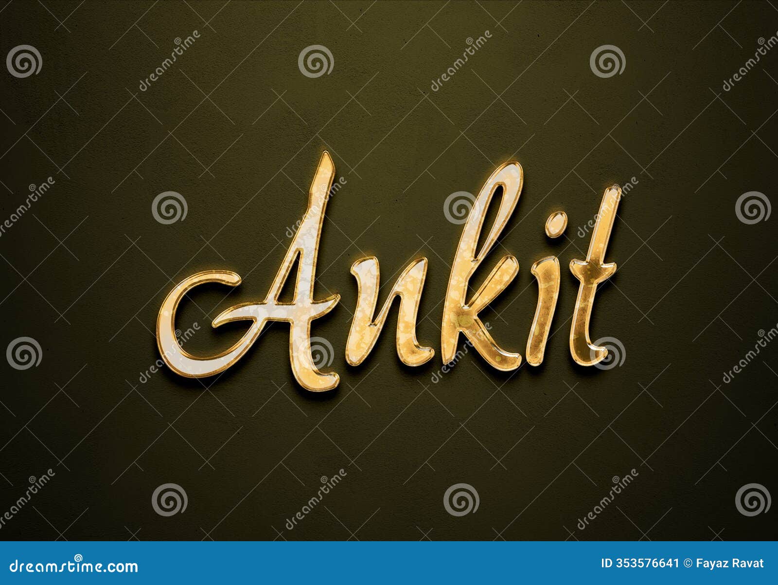 Old Gold Text Effect of Name Ankit with 3D Glossy Style Mockup. Stock ...