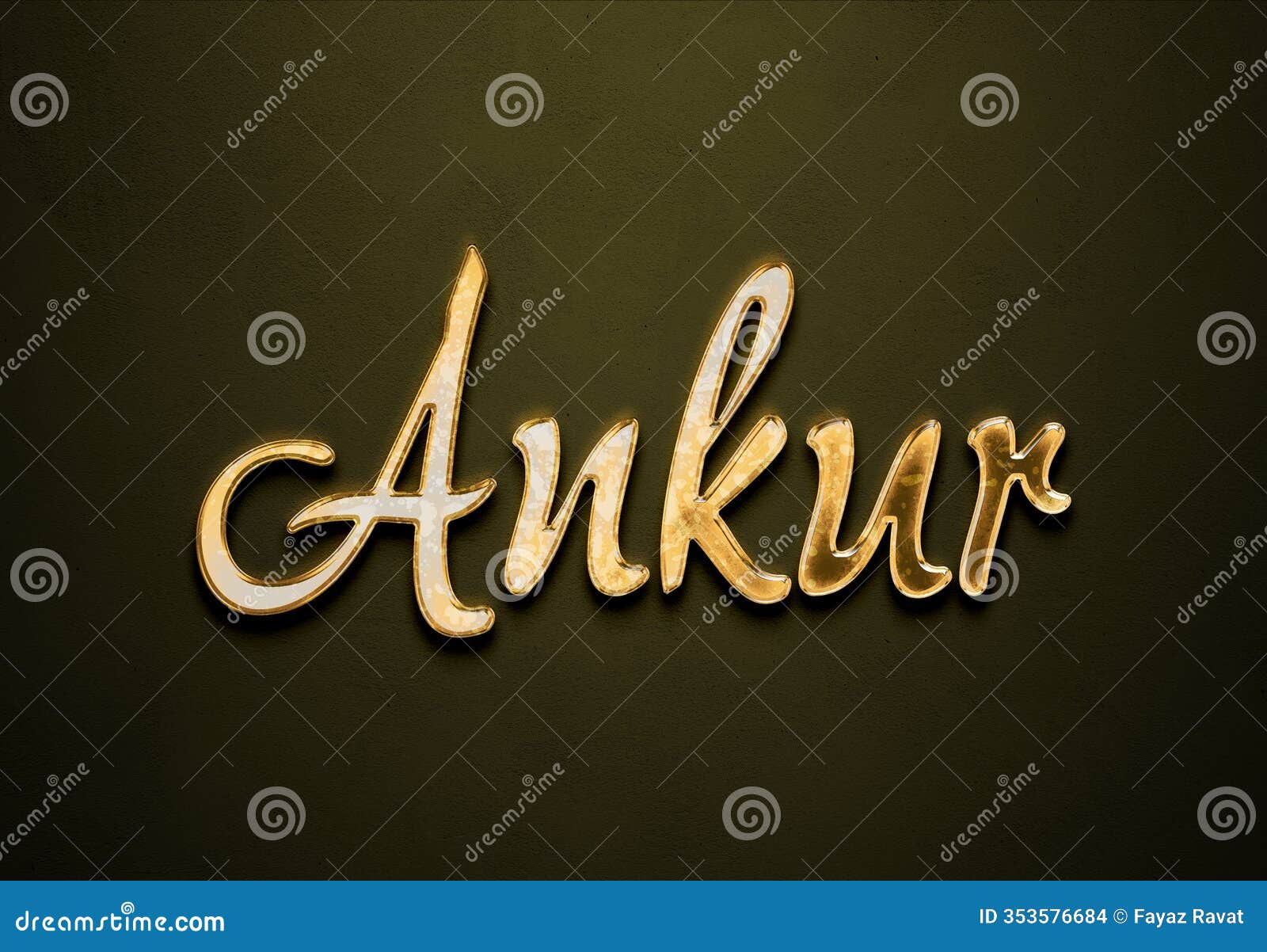 Old Gold Text Effect of Name Ankur with 3D Glossy Style Mockup. Stock ...
