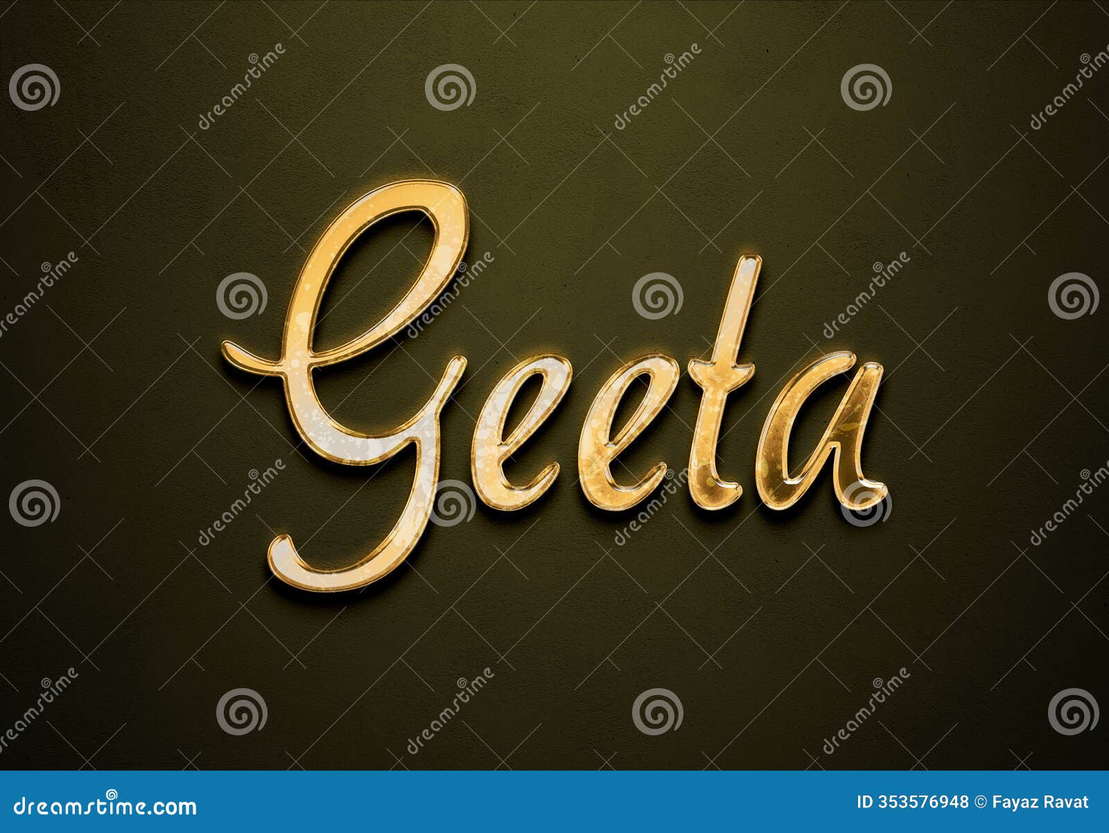 Old Gold Text Effect of Name Geeta with 3D Glossy Style Mockup. Stock ...