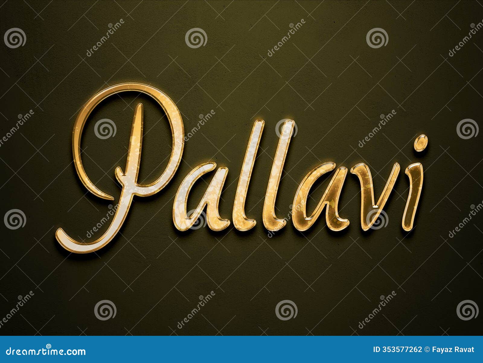 Old Gold Text Effect of Name Pallavi with 3D Glossy Style Mockup. Stock ...