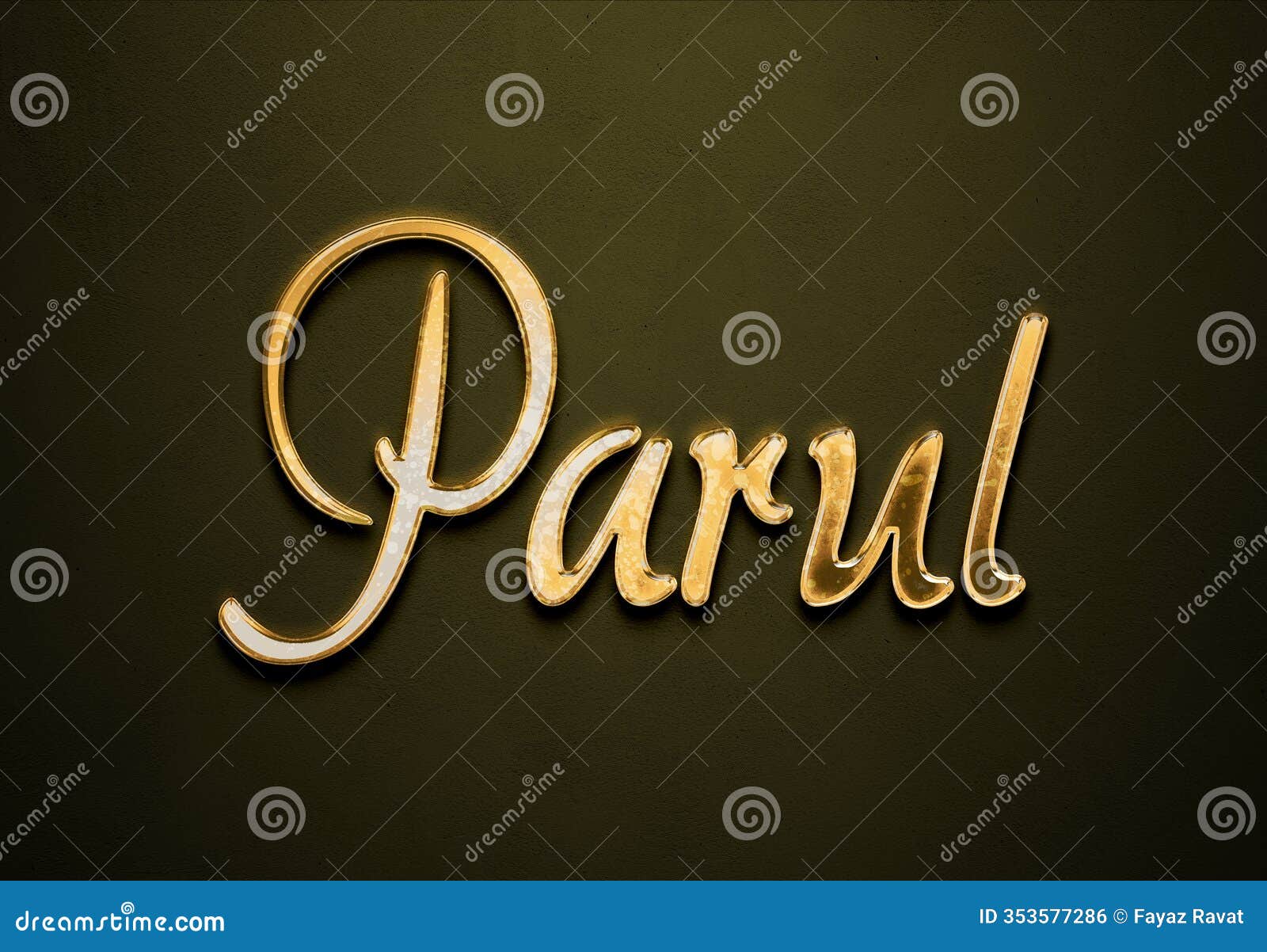 Old Gold Text Effect of Name Parul with 3D Glossy Style Mockup. Stock ...