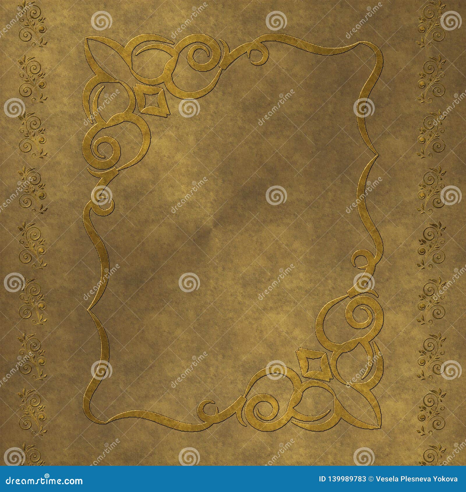 Old Gold Texture with Floral Elements Boards Stock Vector ...