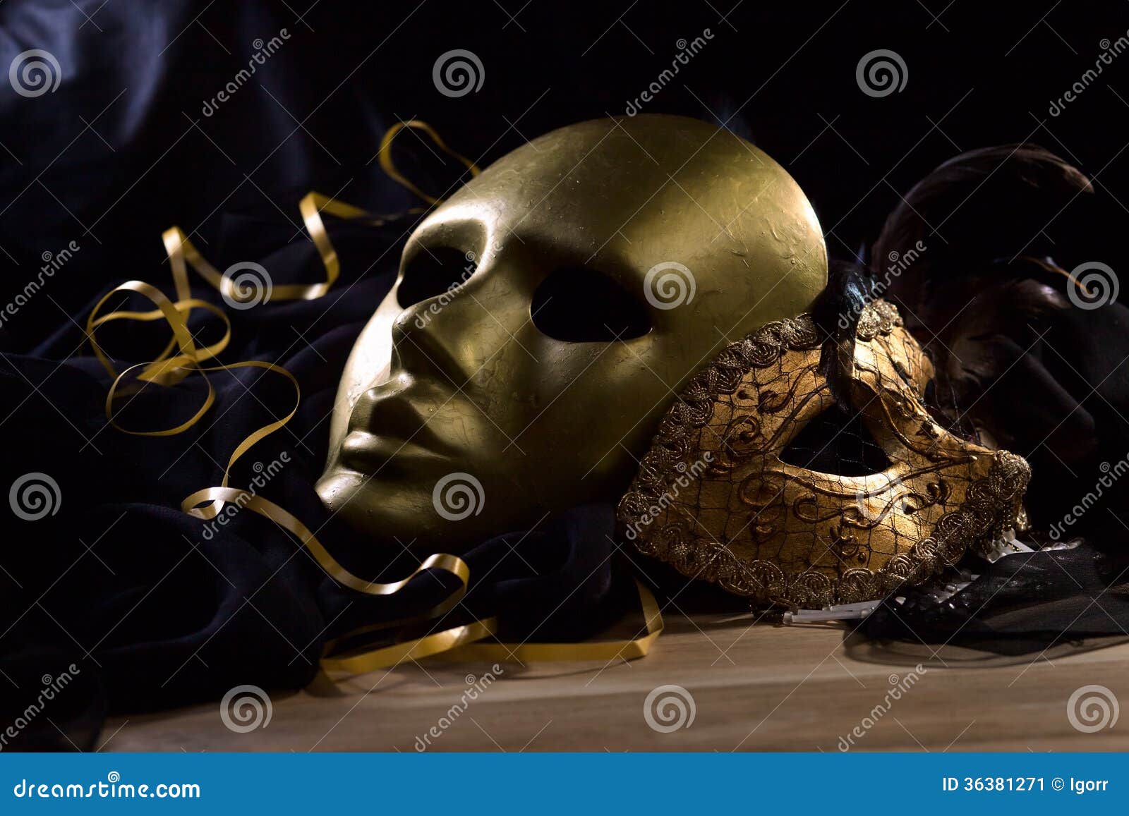 Old gold Venetian masks stock image. Image of carnival - 36381271