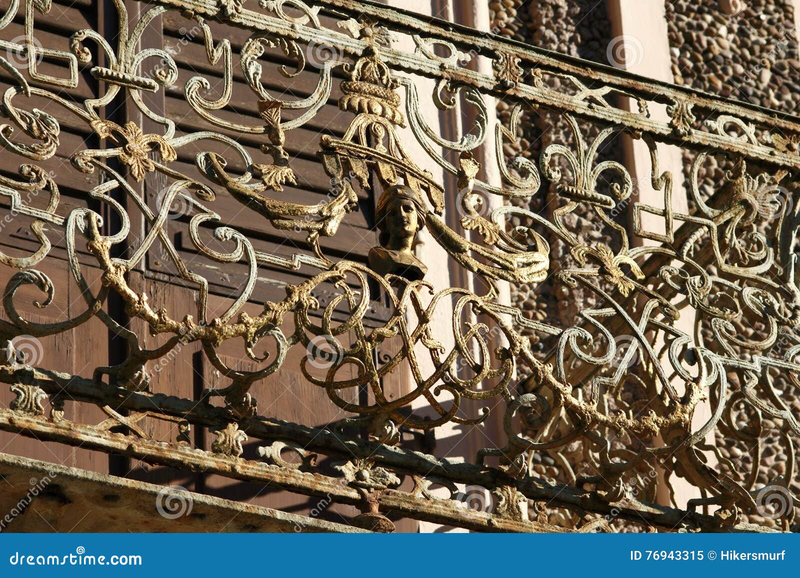 Old golden Balcony railing stock image. Image of shine - 76943315