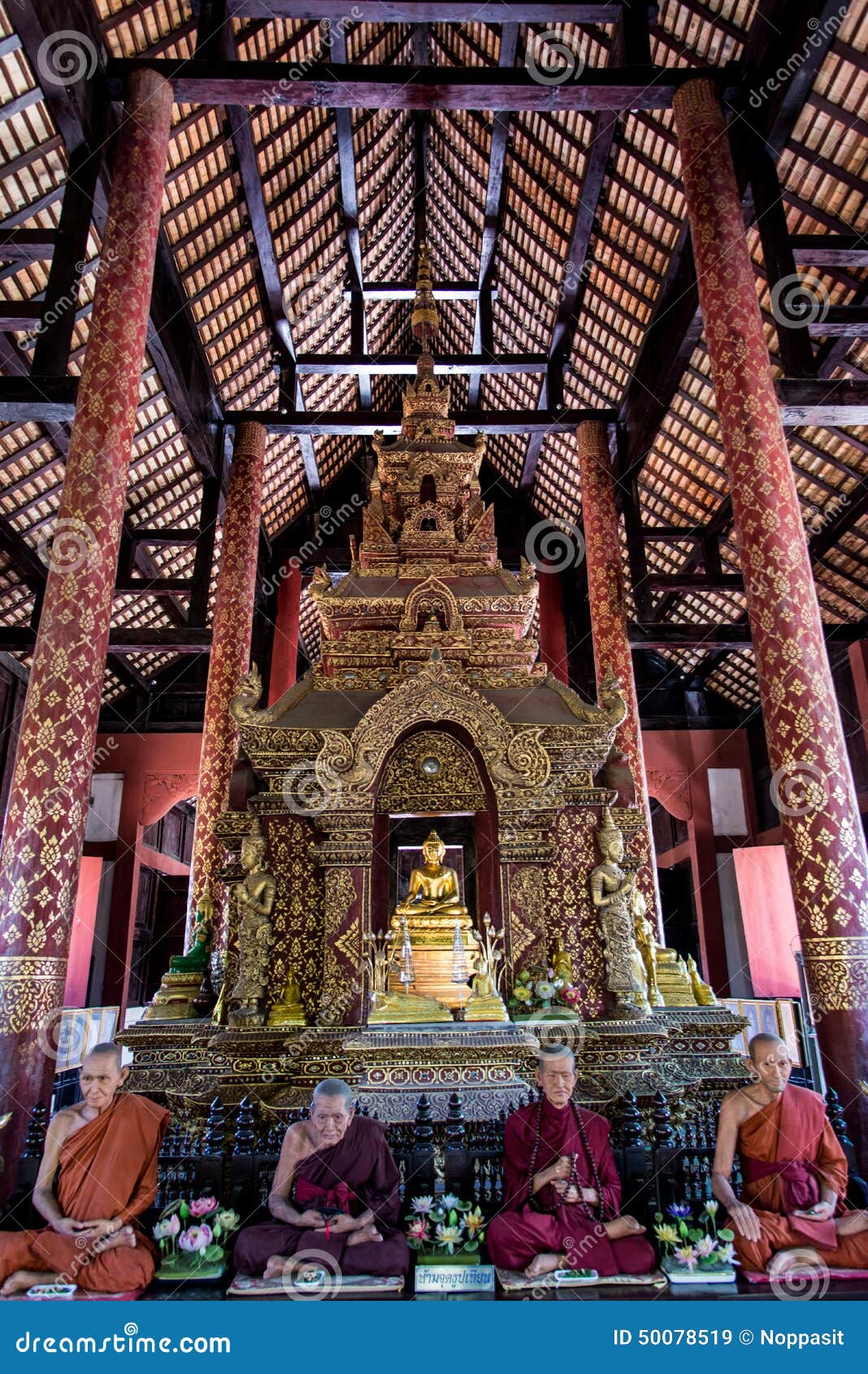 Old golden buddha statue editorial stock image. Image of buddhism ...