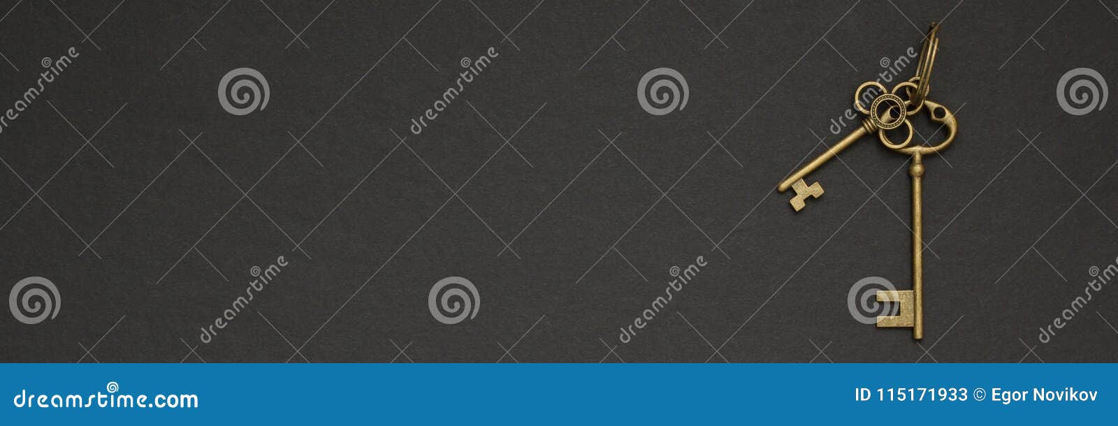 Old Golden Key on a Black Background Space for Text Stock Image - Image ...