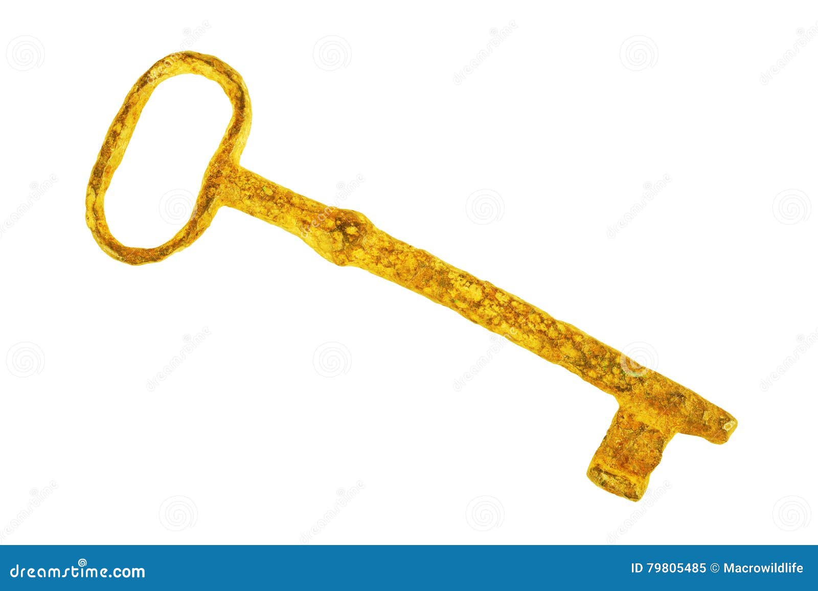 Old Golden Key Isolated on White Stock Image - Image of magic, real ...