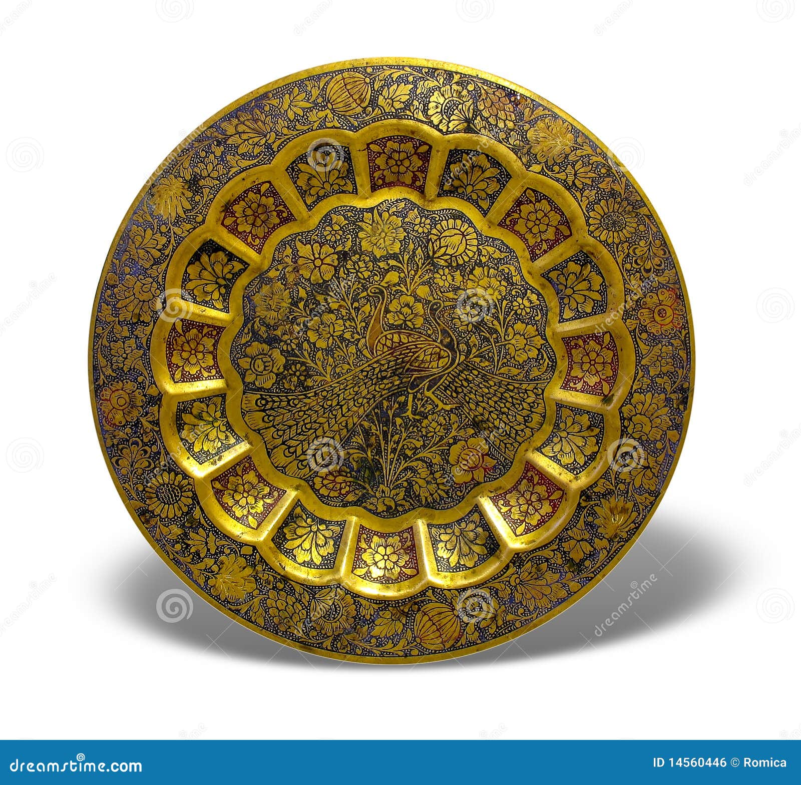 Old Golden Plate with Oriental Ornament Stock Photo - Image of business ...