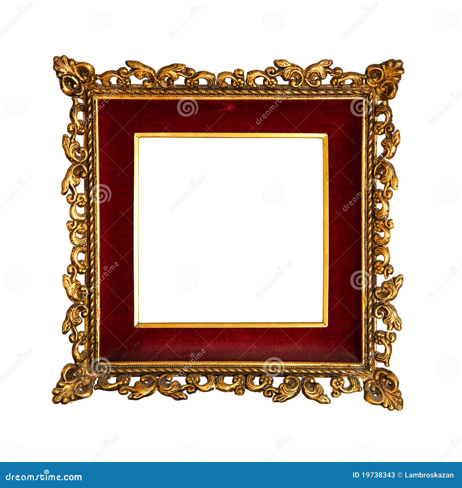 Old Golden Retro Frame, Isolated on White (No#4) Stock Image - Image of ...