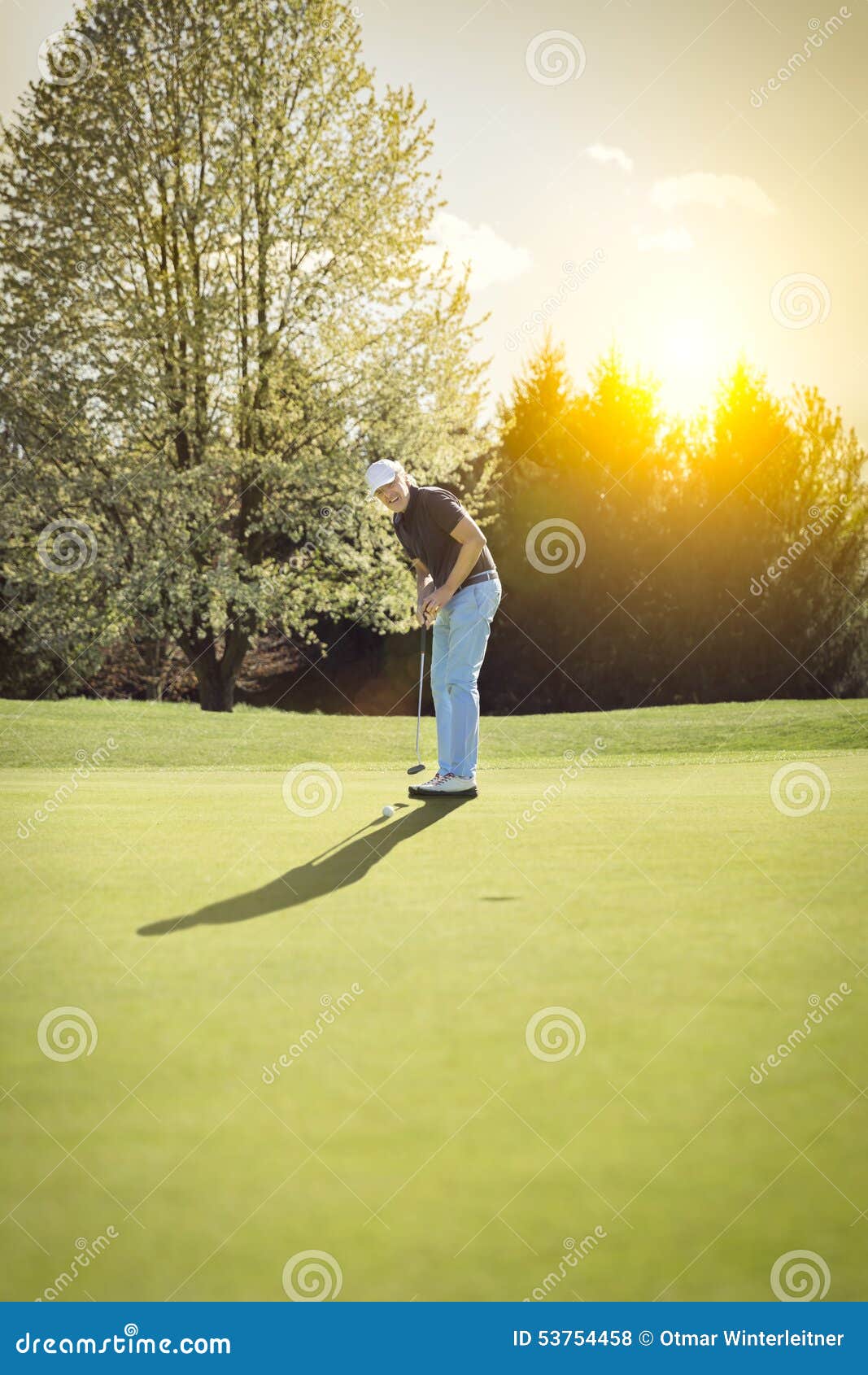 Old Golf Player Putting on Green. Stock Photo - Image of lifestyle ...