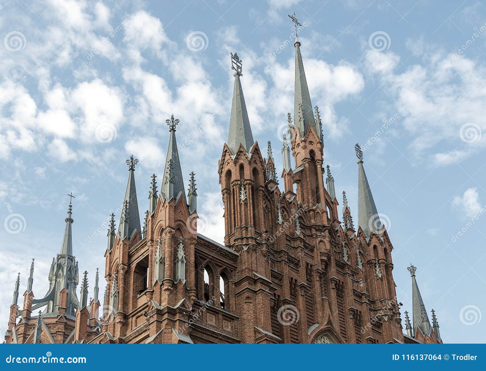Old Gothic Catholic Cathedral Church in Moscow Stock Photo - Image of ...