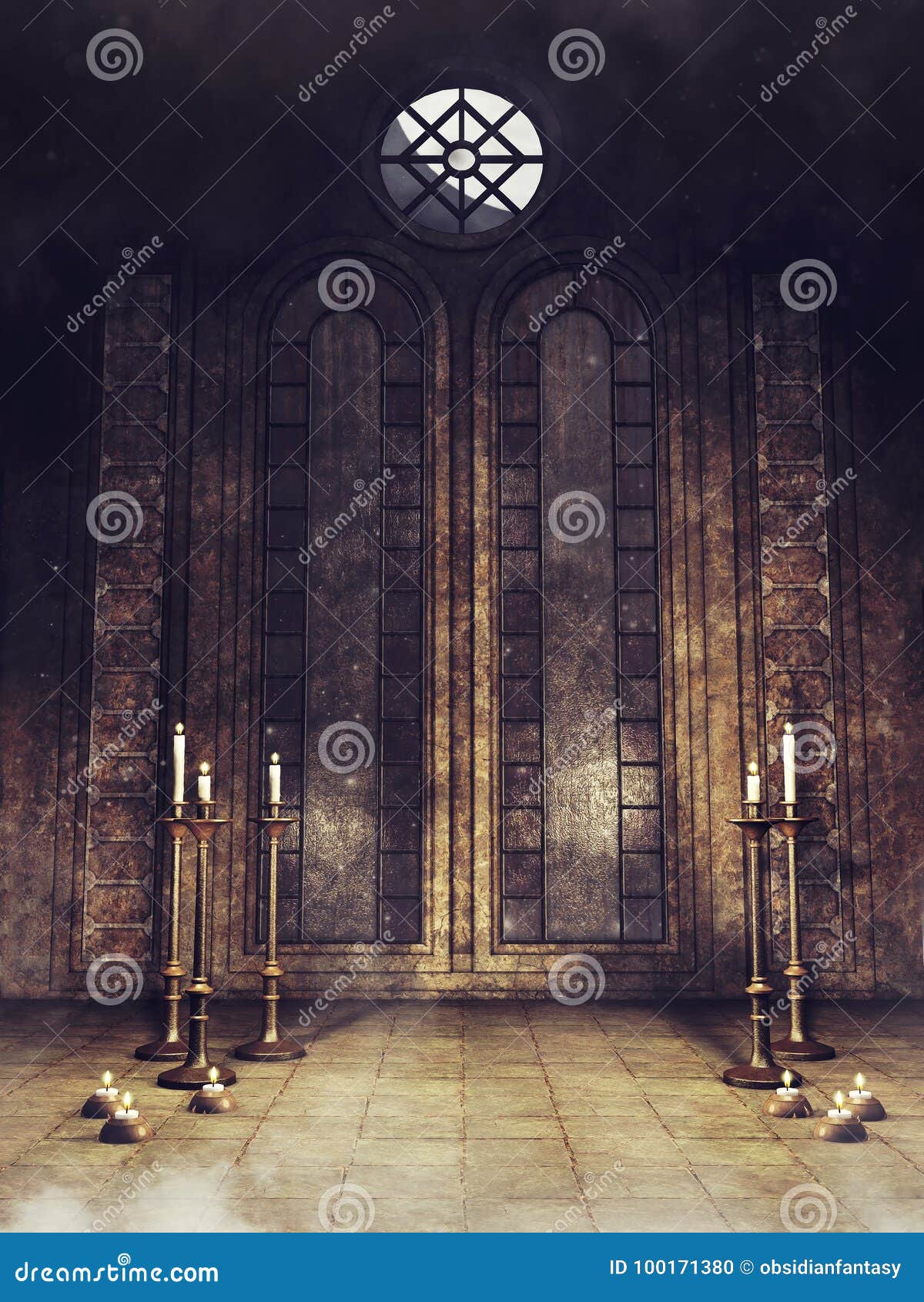 Gothic Crypt Door Heavy Iron Obscured By Mist Royalty-Free Stock ...