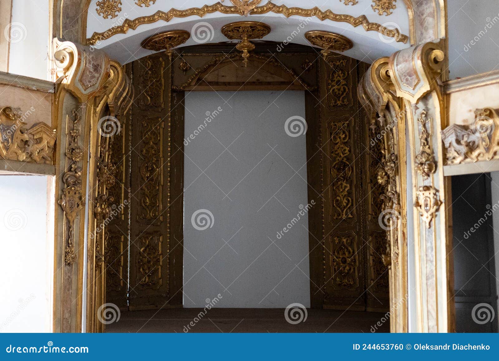 Old Gothic Gold Frame Wall Decor in Old Architecture Stock Photo ...