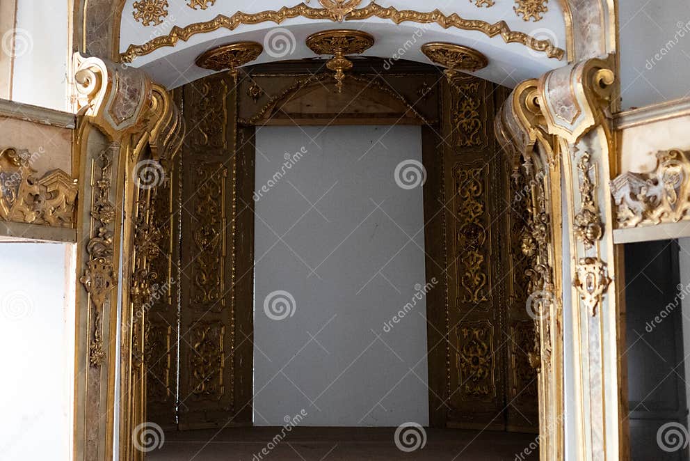 Old Gothic Gold Frame Wall Decor in Old Architecture Stock Photo ...
