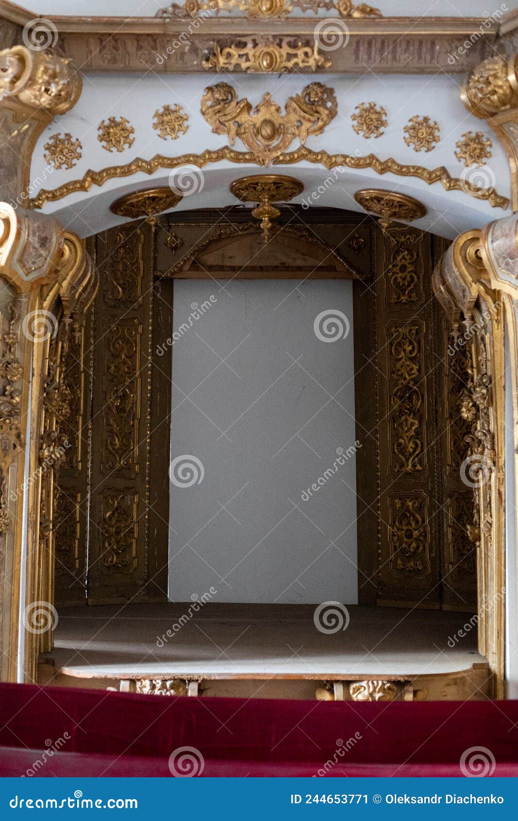 Old Gothic Gold Frame Wall Decor in Old Architecture Stock Image ...