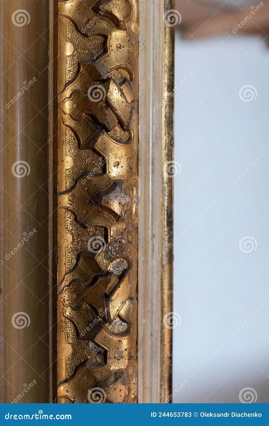Old Gothic Gold Frame Wall Decor in Old Architecture Stock Image ...