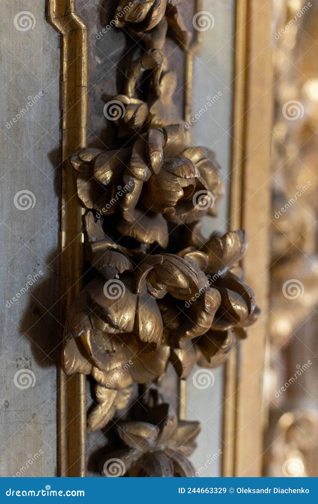 Old Gothic Gold Frame Wall Decor in Old Architecture Stock Image ...