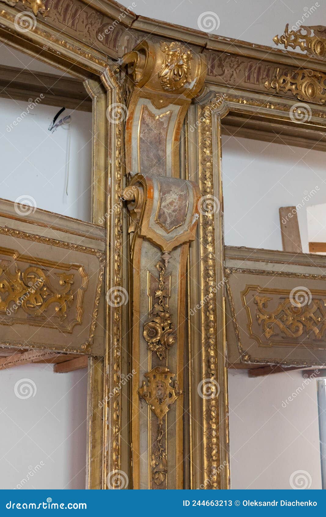 Old Gothic Gold Frame Wall Decor in Old Architecture Stock Image ...