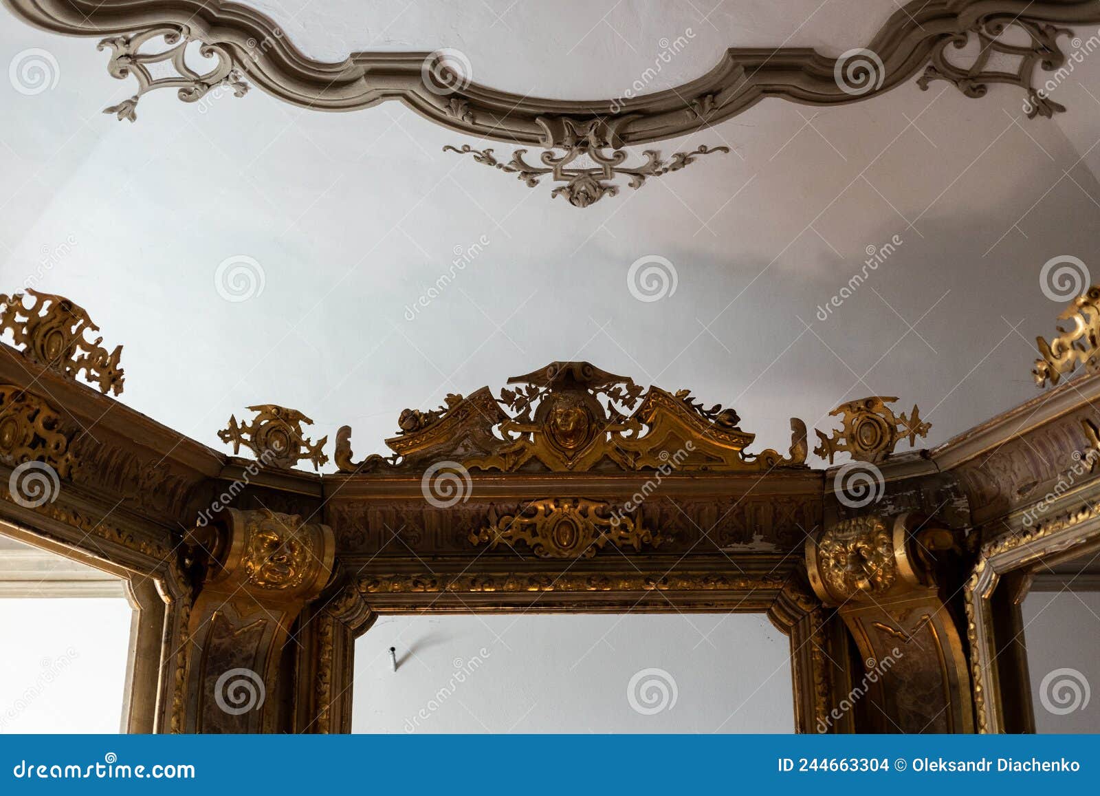 Old Gothic Gold Frame Wall Decor in Old Architecture Stock Photo ...