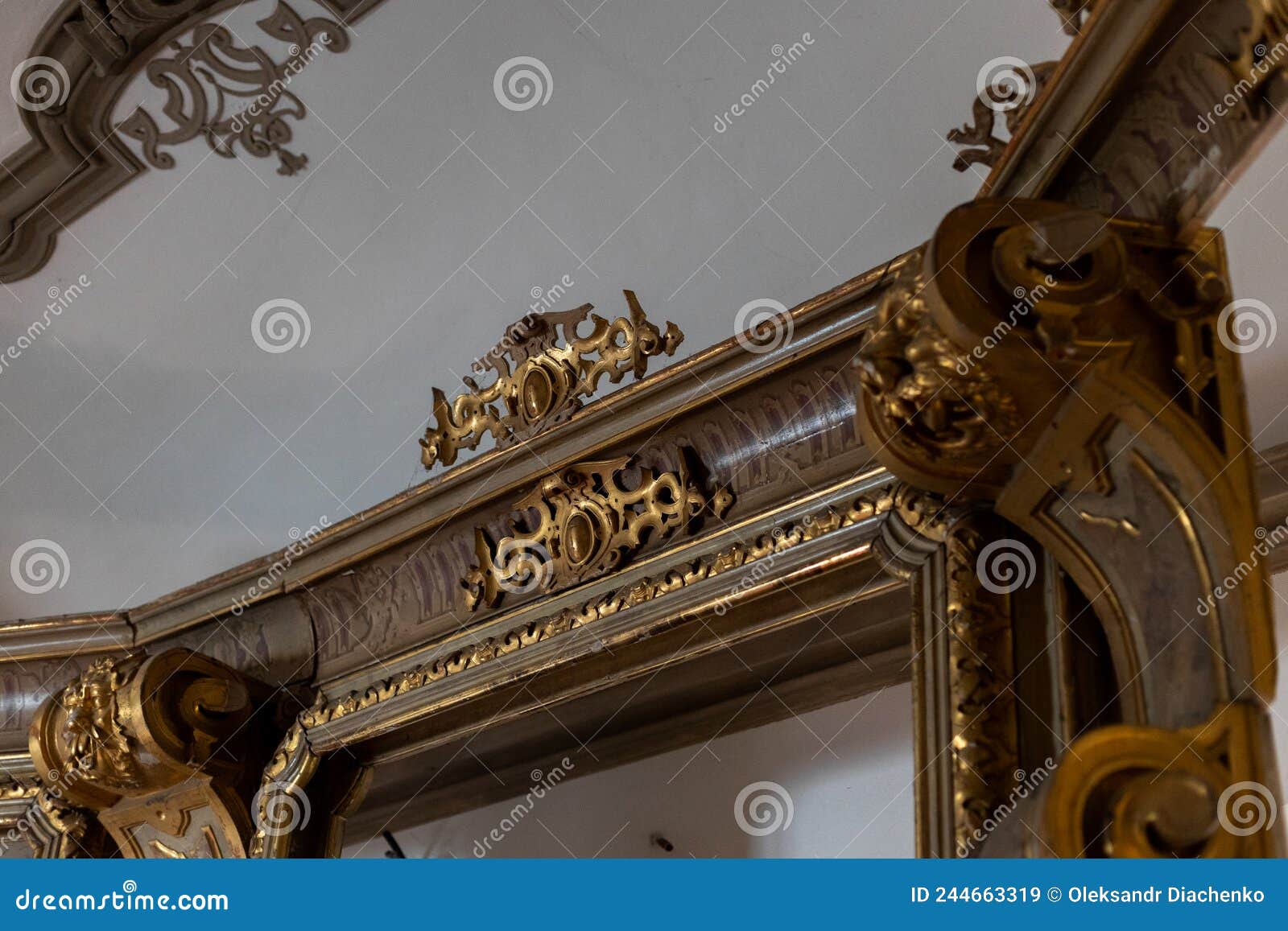Old Gothic Gold Frame Wall Decor in Old Architecture Stock Image ...