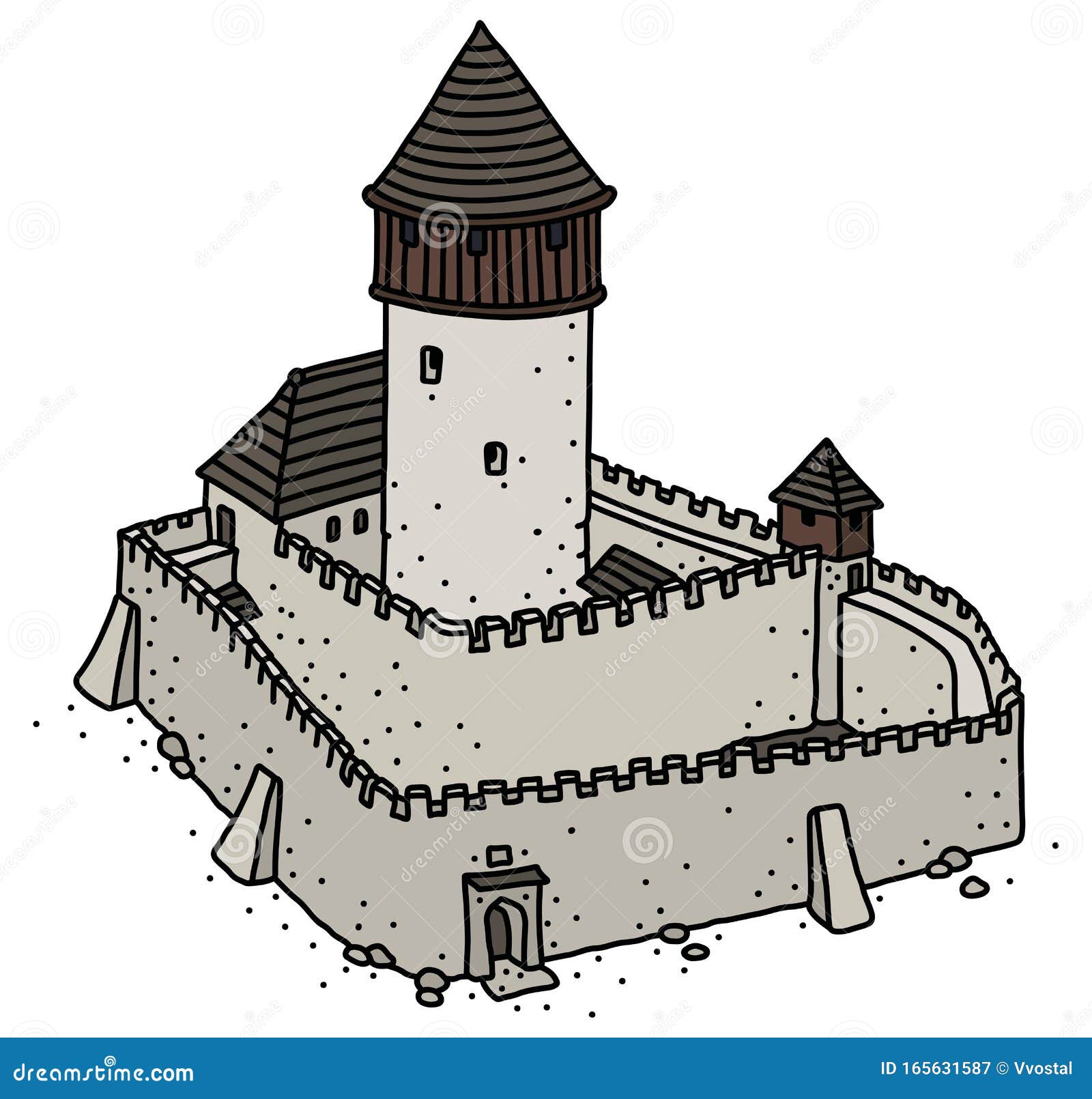 The Old Gothic Stone Castle Stock Vector - Illustration of defences ...