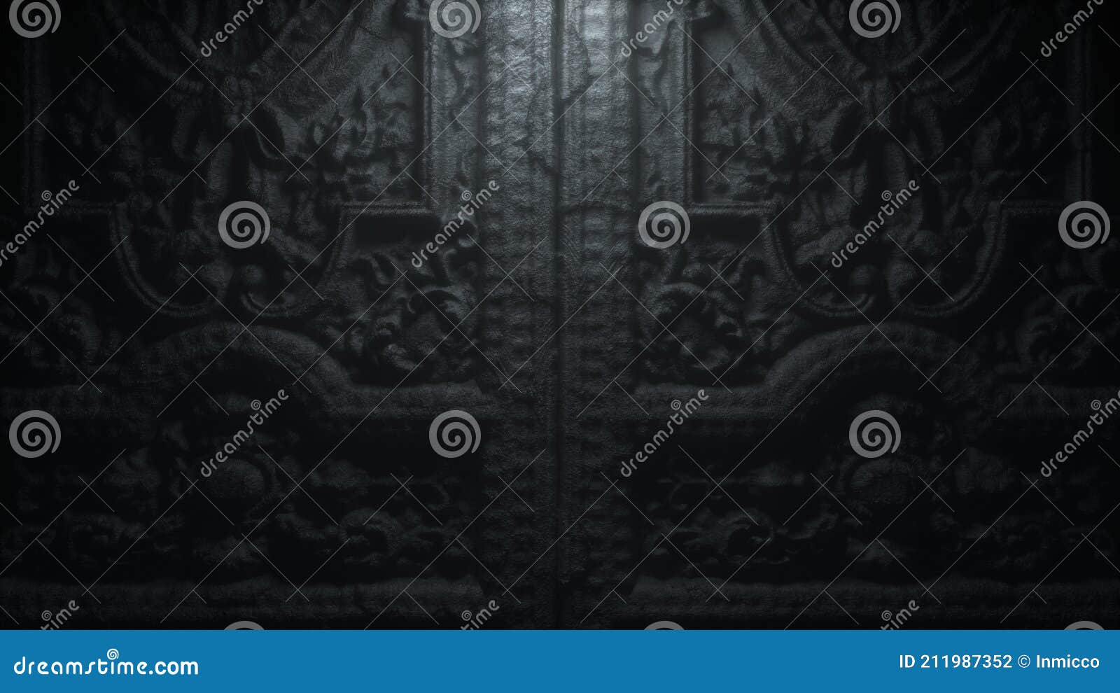 Old Gothic Stone Door To Hell with Patterns. 3d Render Stock ...